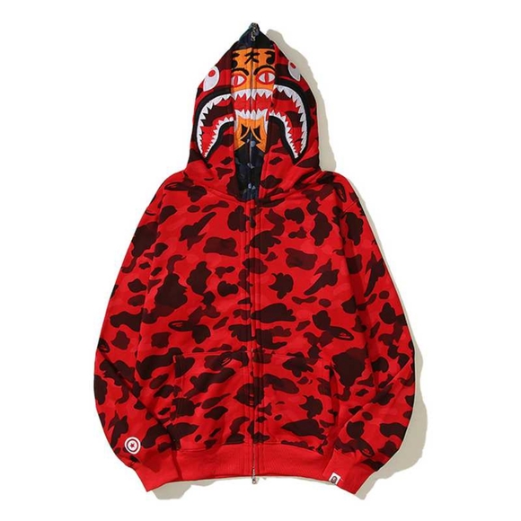Bape | Shirts | Bape X Miluo Shark Red Double Hooded Thick Zip Hoodie ...